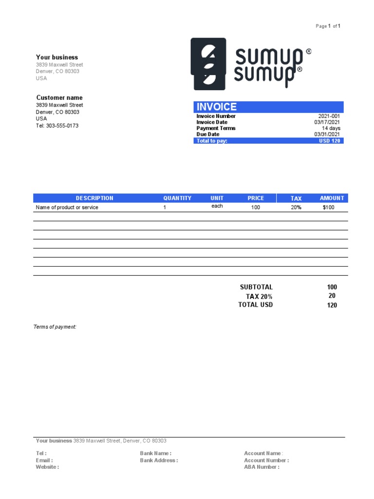 En Us - Word Invoice Template Tax | PDF