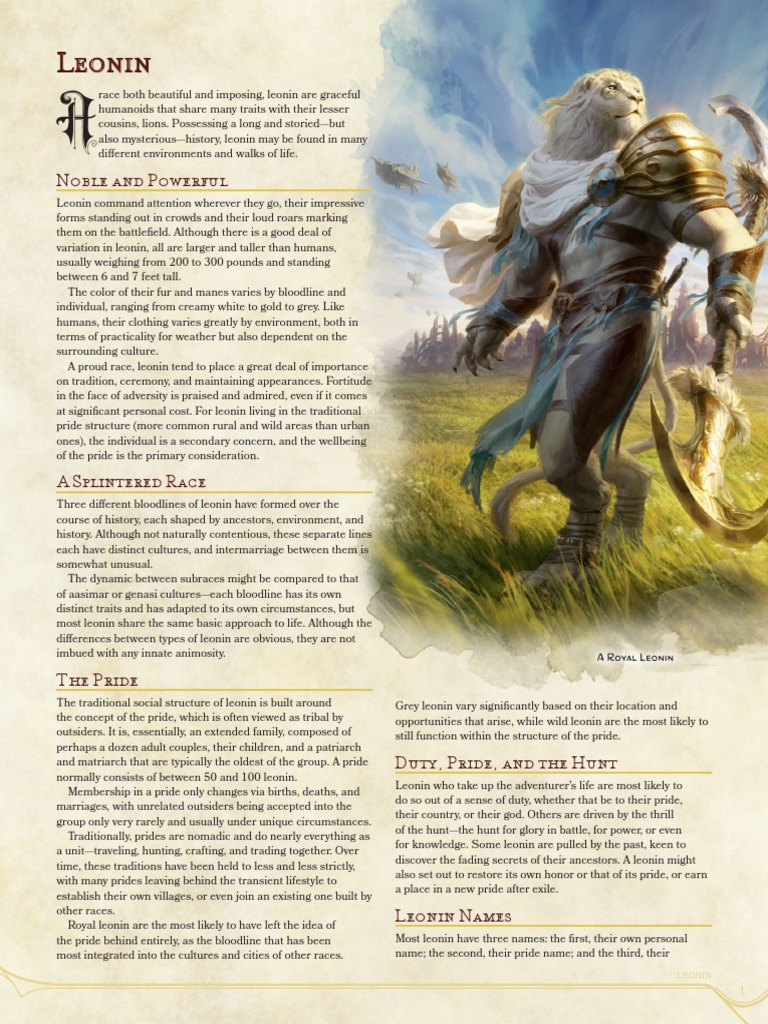 Leonin: Noble and Powerful | PDF