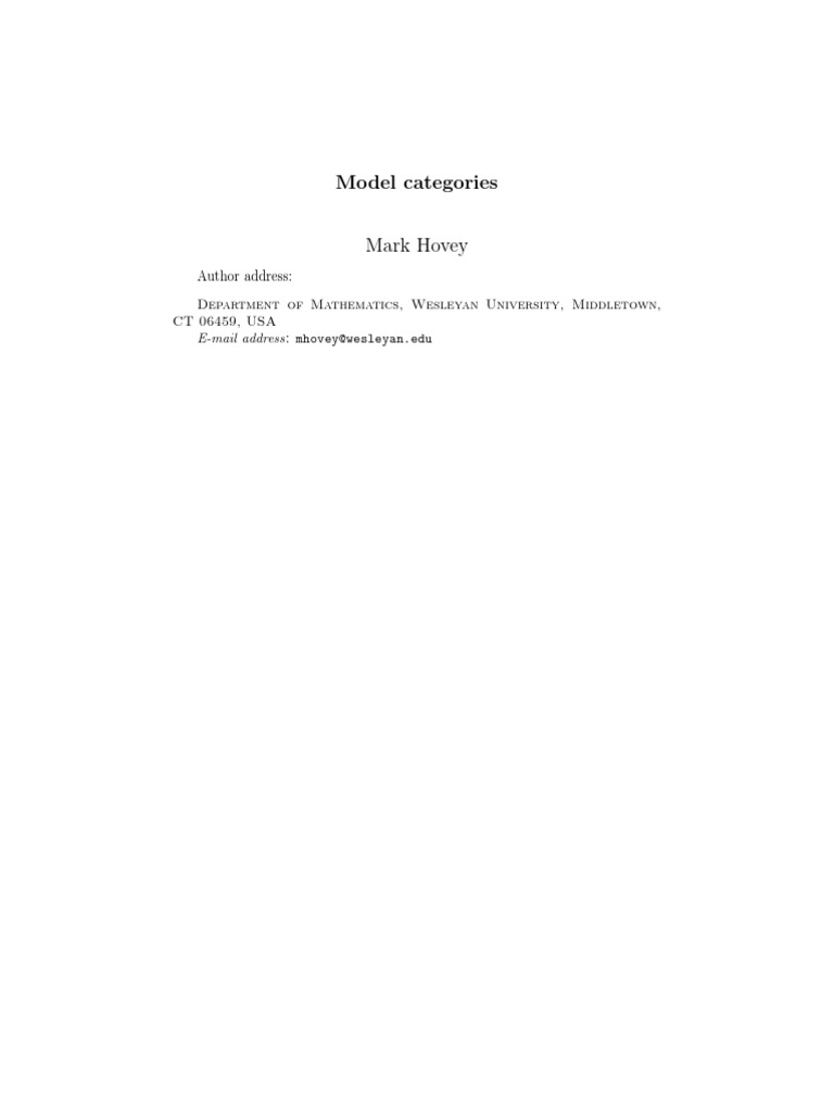 Hovey Model - Categories | PDF | Abstract Algebra | Mathematical Analysis