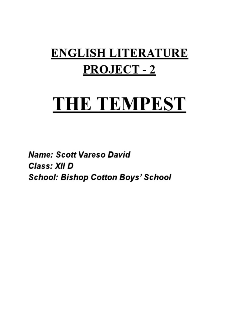 English Literature Project 2 - Tempest by Scott Vareso David | PDF ...