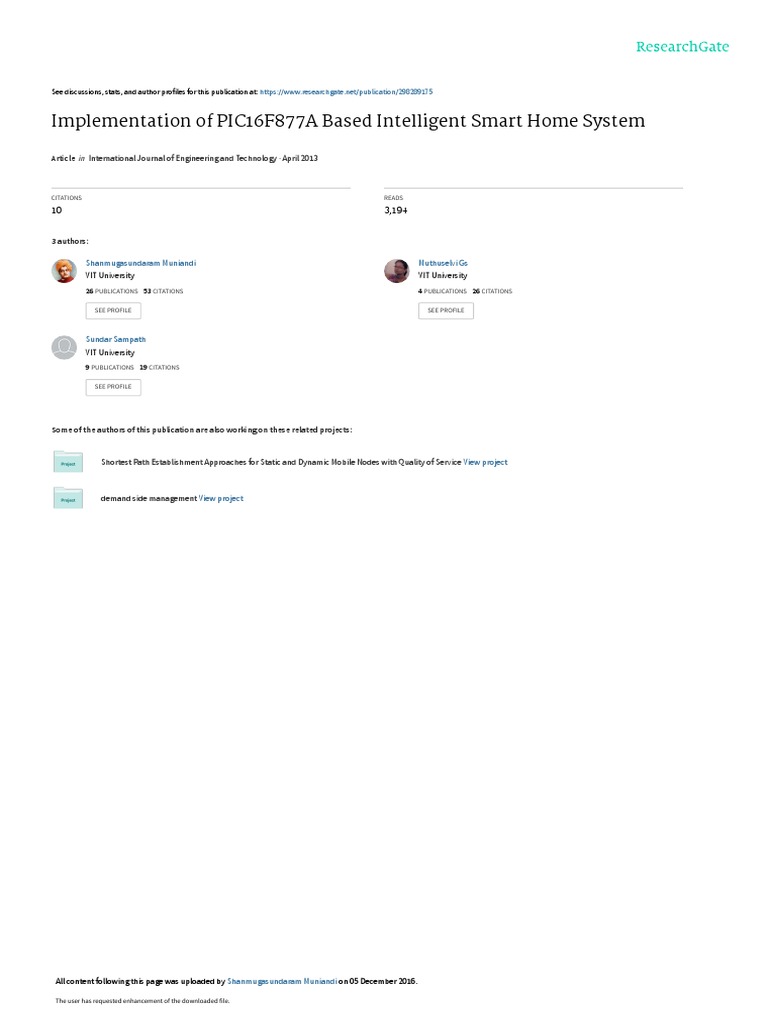 Implementation of PIC16F877A Based Intelligent Smart Home System | PDF | Embedded System ...