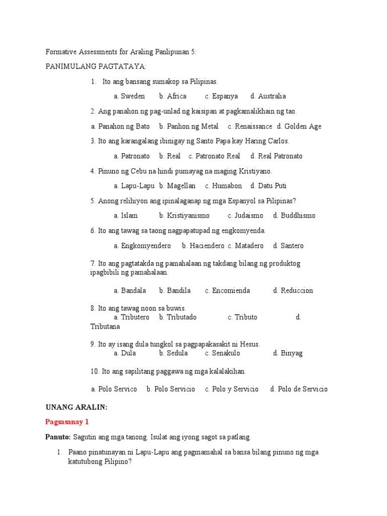 Formatives AP 2nd Quarter | PDF