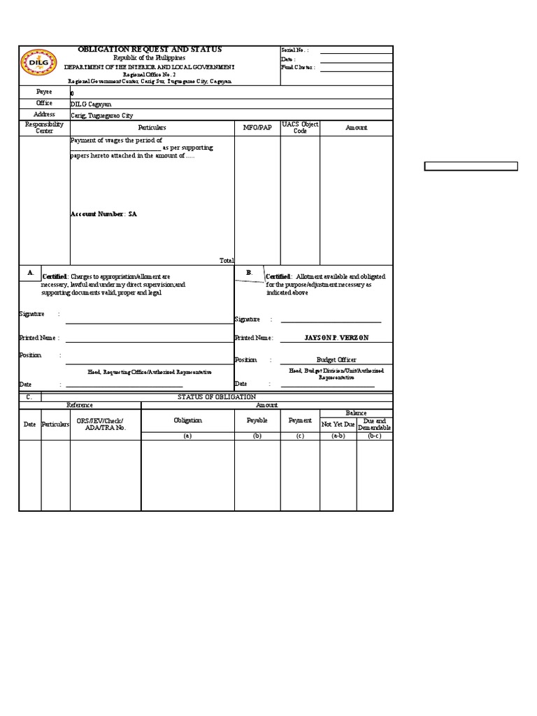 Obligation Request and Status | Download Free PDF | Cheque | Payments