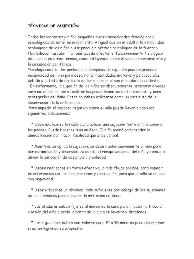 TÉCNICAS DE SUJECIÓN