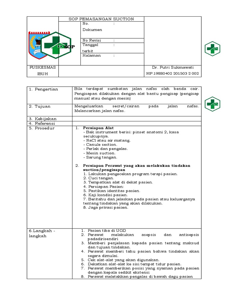 Sop Penggunaan Suction | PDF