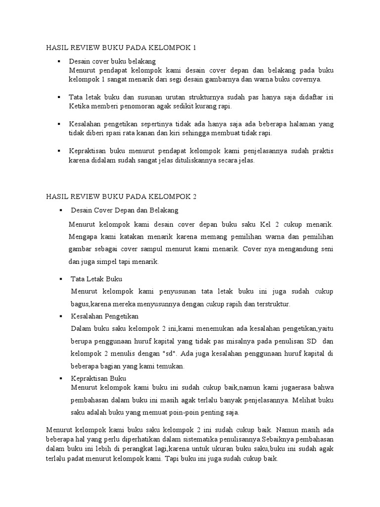 Contoh Hasil Review Buku Kelompok | PDF