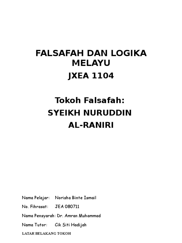 Syeikh Nuruddin Al-Raniri | PDF