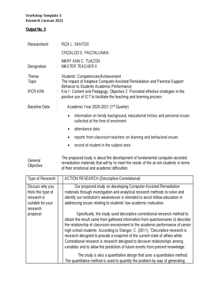 Workshop Template 3 Research Caravan 2021 | PDF | Statistics | Teachers