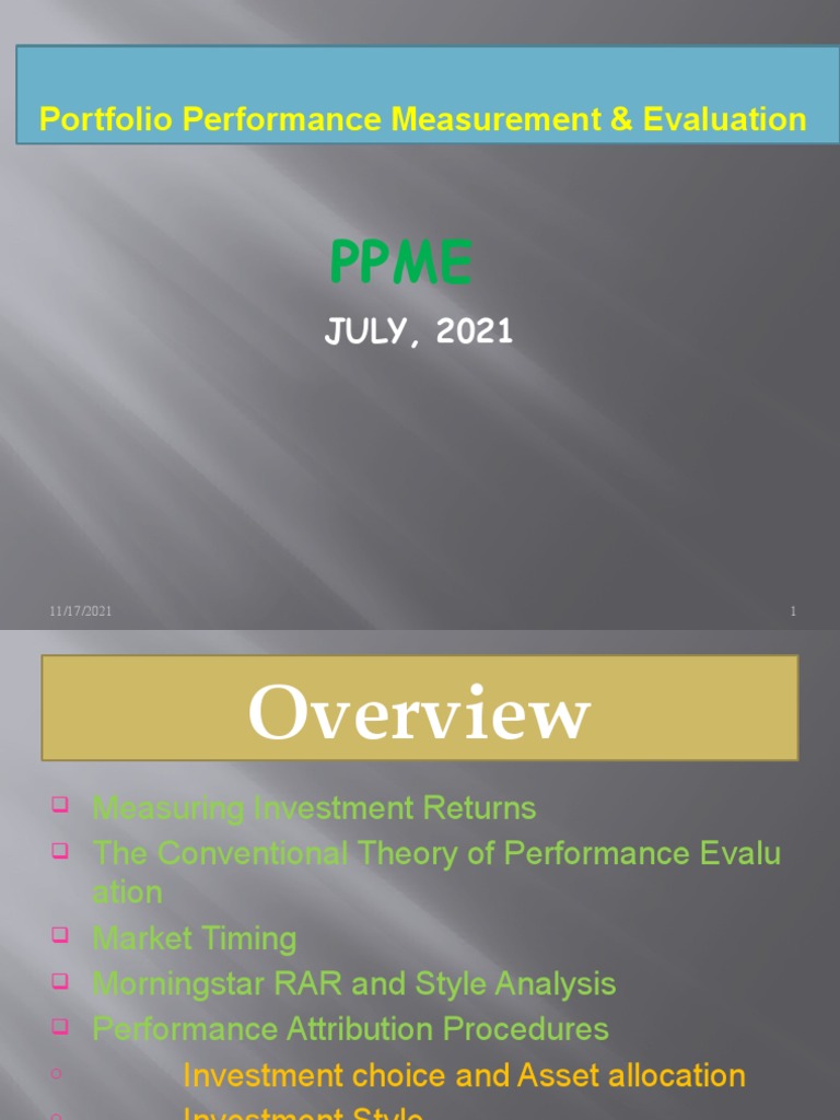 Portfolio Performance Measurement | PDF | Sharpe Ratio | Capital Asset ...