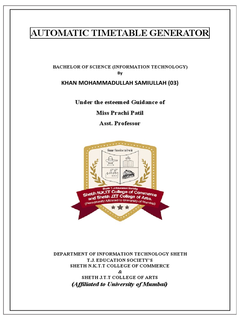Automatic Timetable Generator | Download Free PDF | Computing | Information Science