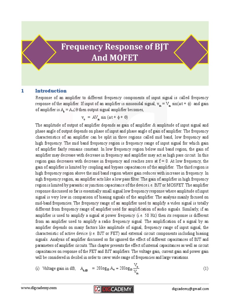 Chapter 9 Frequency Response of BJT & Mosfet | PDF | Amplifier | Decibel