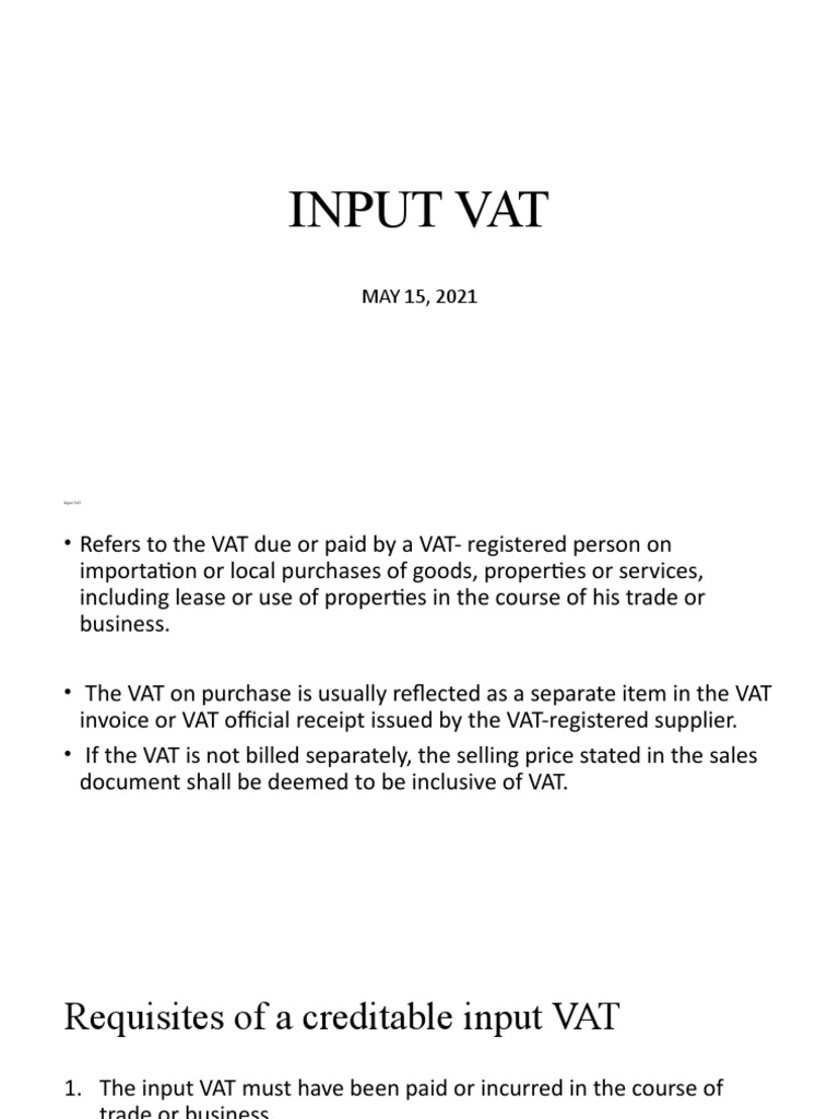 May 15 Input VAT | PDF | Value Added Tax | Invoice