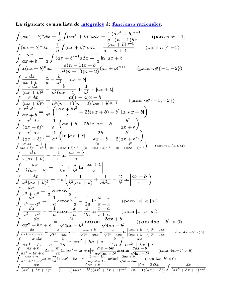Lista de Integrales | PDF