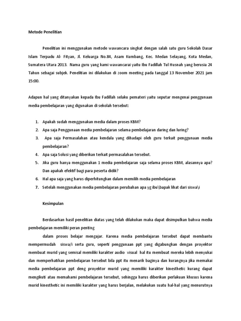 Metodologi Penelitian, Kesimpulan Dan Saran Salinan | PDF