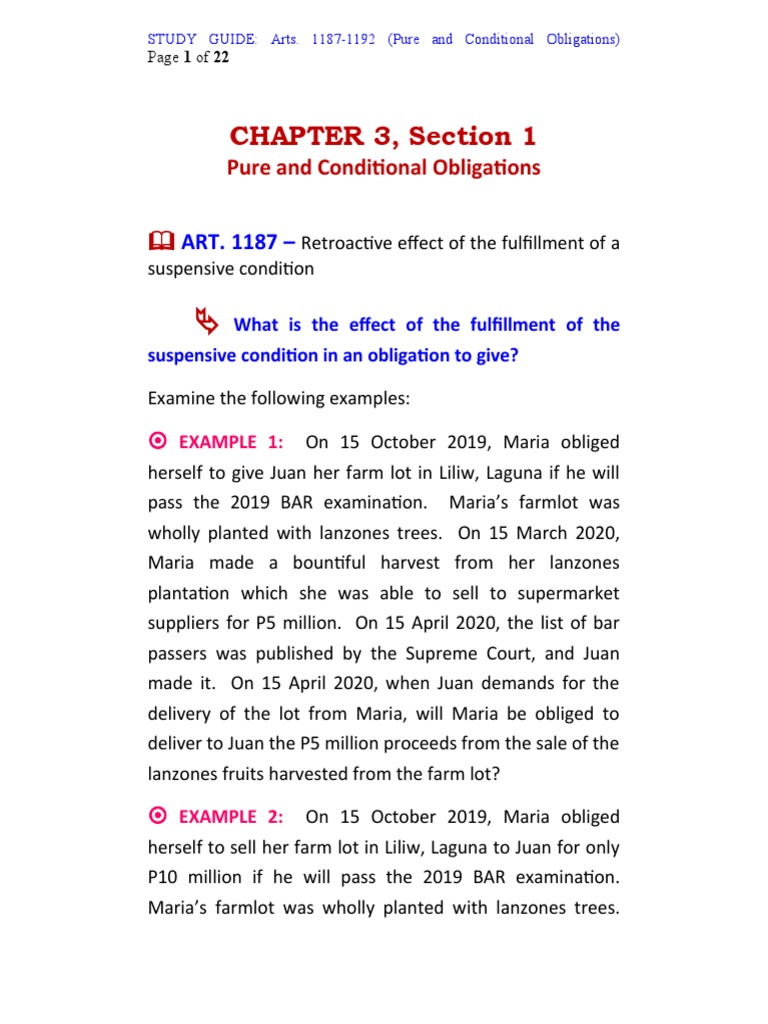 CHAPTER 3, Section 1: Pure and Conditional Obligations | PDF | Breach Of Contract | Damages
