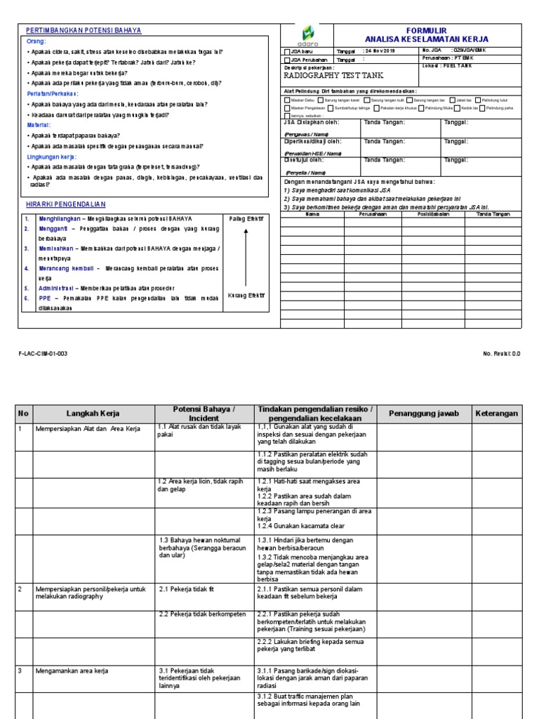 F Lac Cim 01 003 Formulir Jsa Radiography | PDF