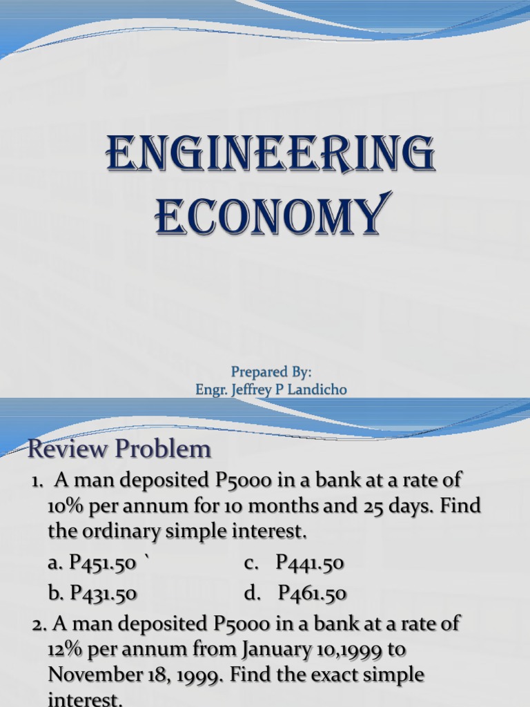Engineering Economy | PDF | Interest | Depreciation