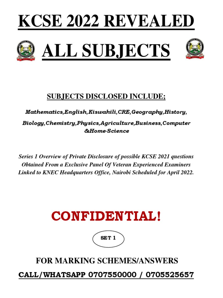 Kcse 2022 Revealed 1 | PDF | Taste | Organisms
