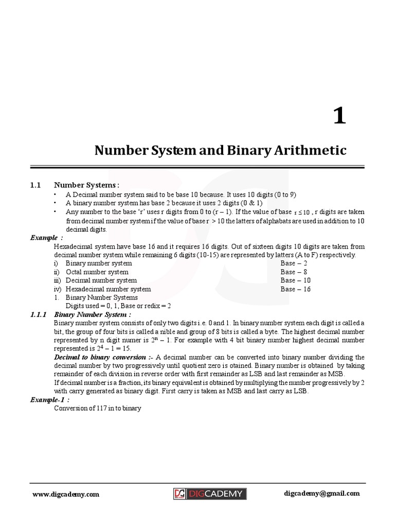 Chapter 1 Number Systems Pdf Subtraction Binary Coded Decimal 