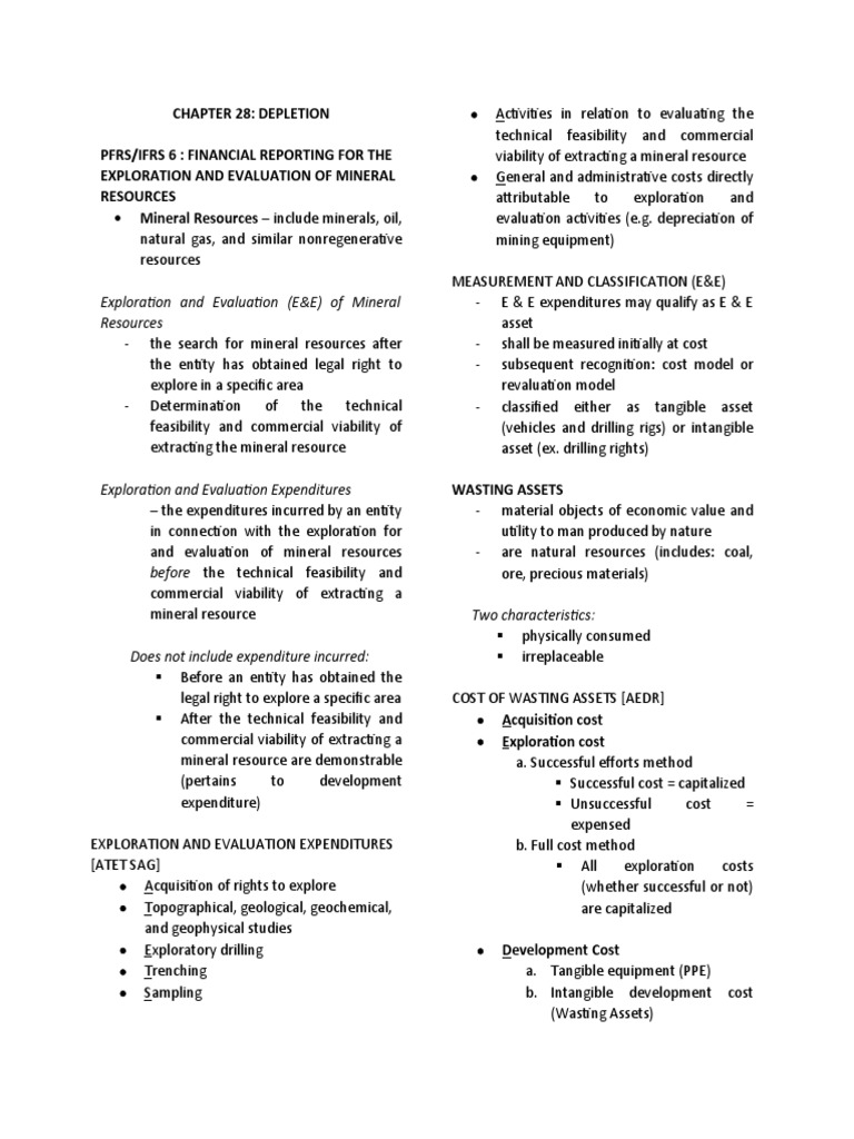 Chapter 28: Depletion Pfrs/Ifrs 6: Financial Reporting For The ...