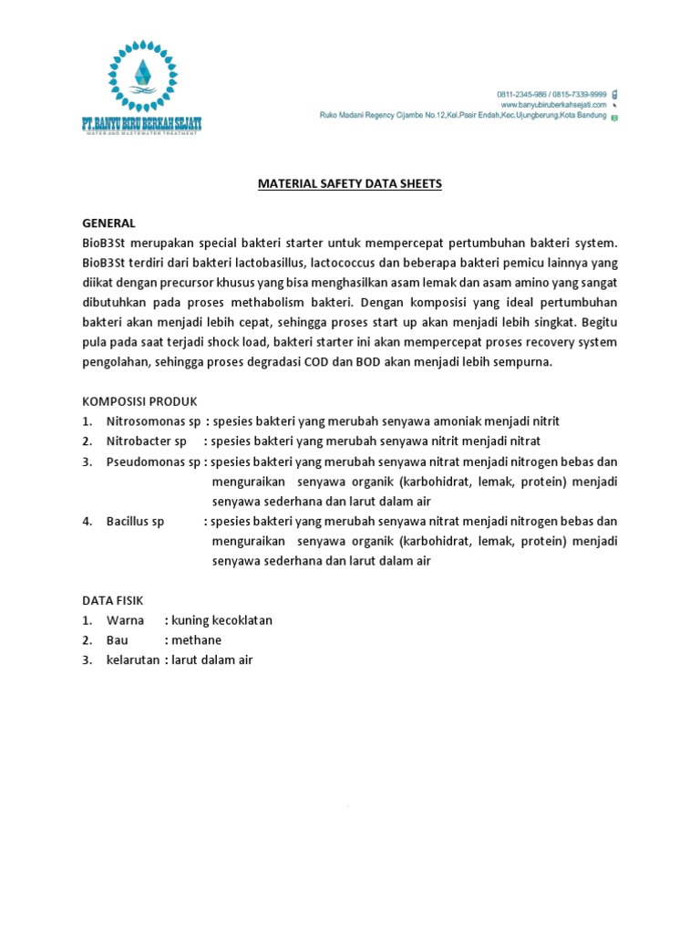 Msds Bakteri Edit | PDF