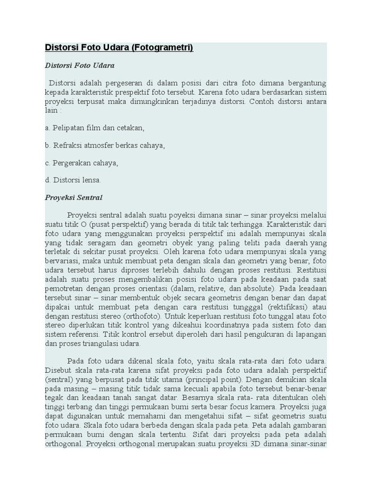 Distorsi dalam Foto Udara dan Fotogrametri | PDF | Teknologi & Rekayasa