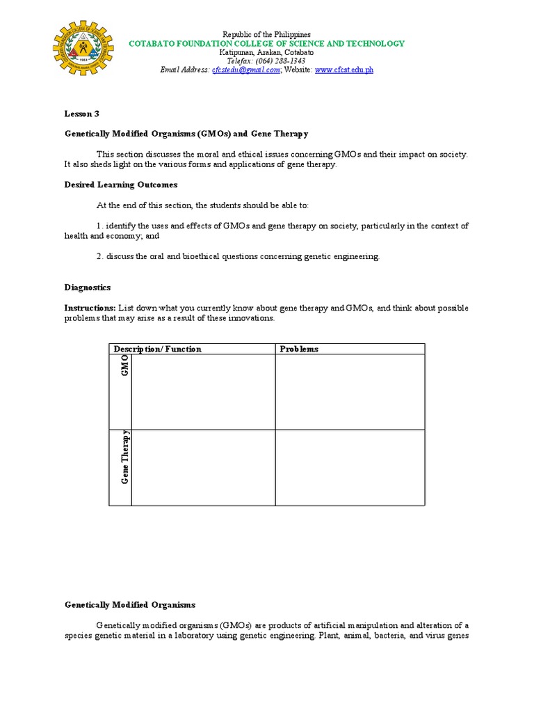 Module 3 Section 3 | PDF | Genetically Modified Organism | Genetic ...