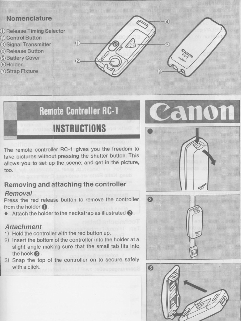 Canon Remote Controller RC-1 | PDF | Radio | Single Lens Reflex Camera