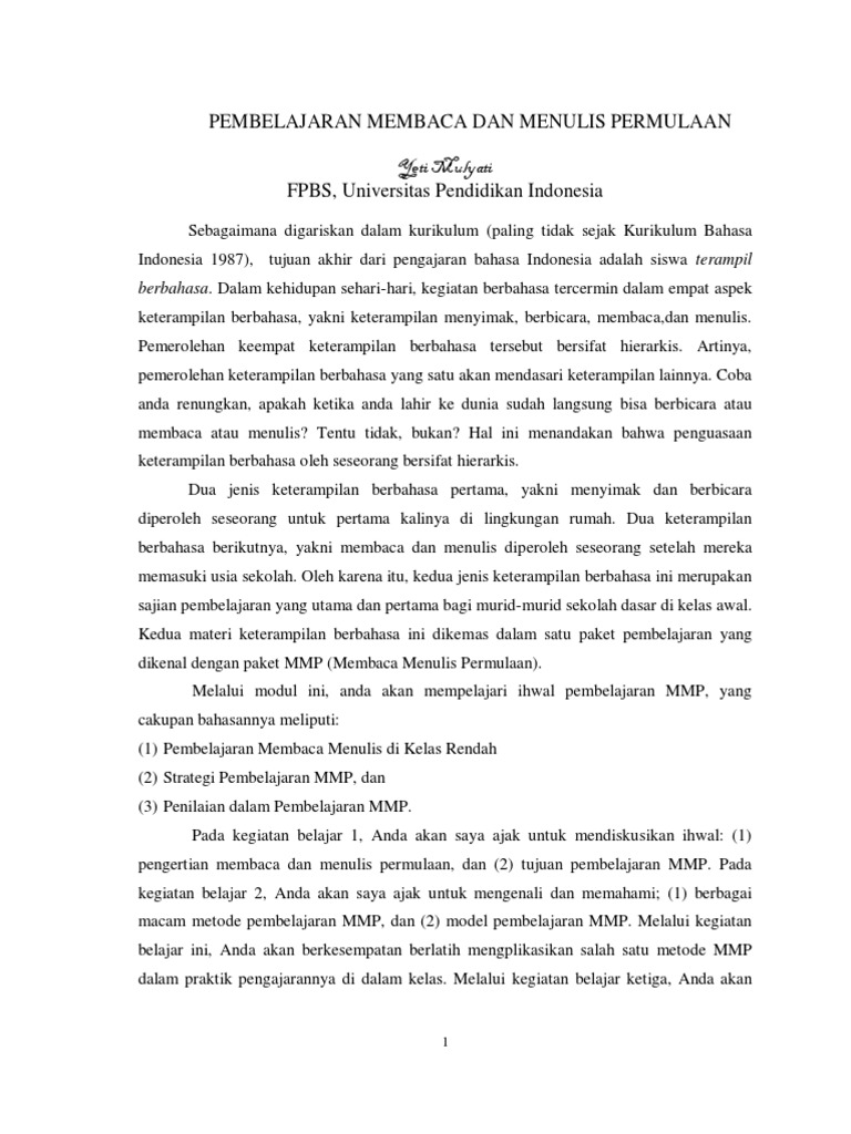 Modul - Membaca & Menulis Permulaan | PDF