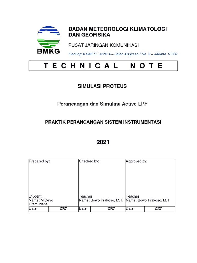 07 - 41180065 - Muhammad Devo Pramudana - TN Perancangan Dan Simulasi Active LPF | PDF