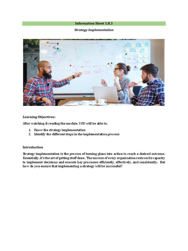 Information Sheet 1.8.3: Strategy Implementation | Download Free PDF ...