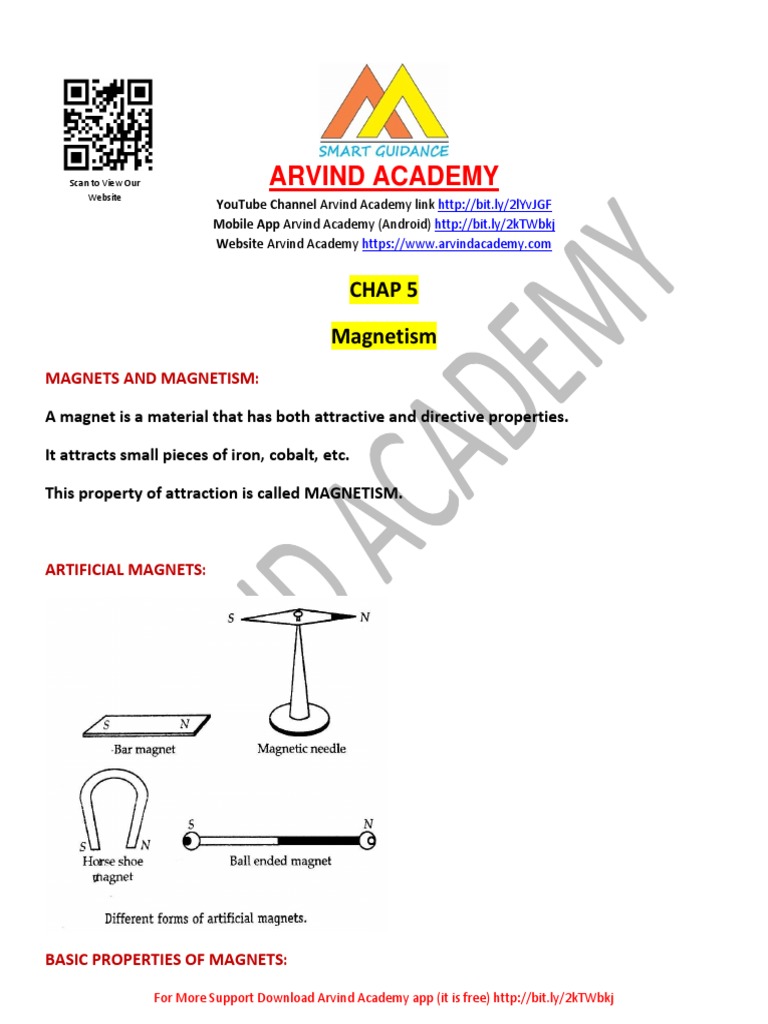 Chap 05 Magnetism Class 12 Physics Notes | PDF | Magnetic Field | Dipole
