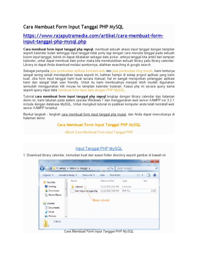 Cara Membuat Form Input Tanggal PHP MySQL | PDF | Seni