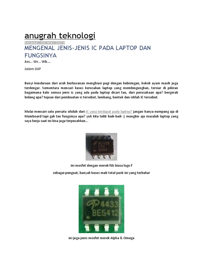 Anugrah Teknologi: Mengenal Jenis-Jenis Ic Pada Laptop Dan Fungsinya | PDF