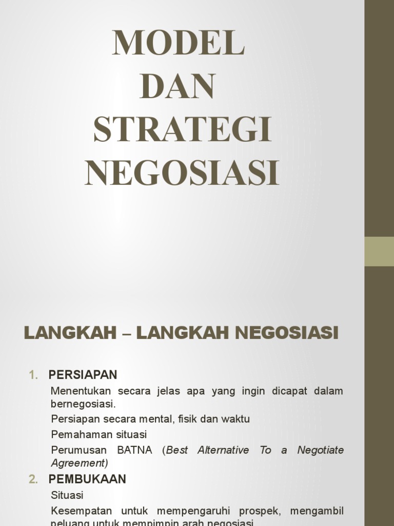 Model Dan Strategi Negosiasi | PDF