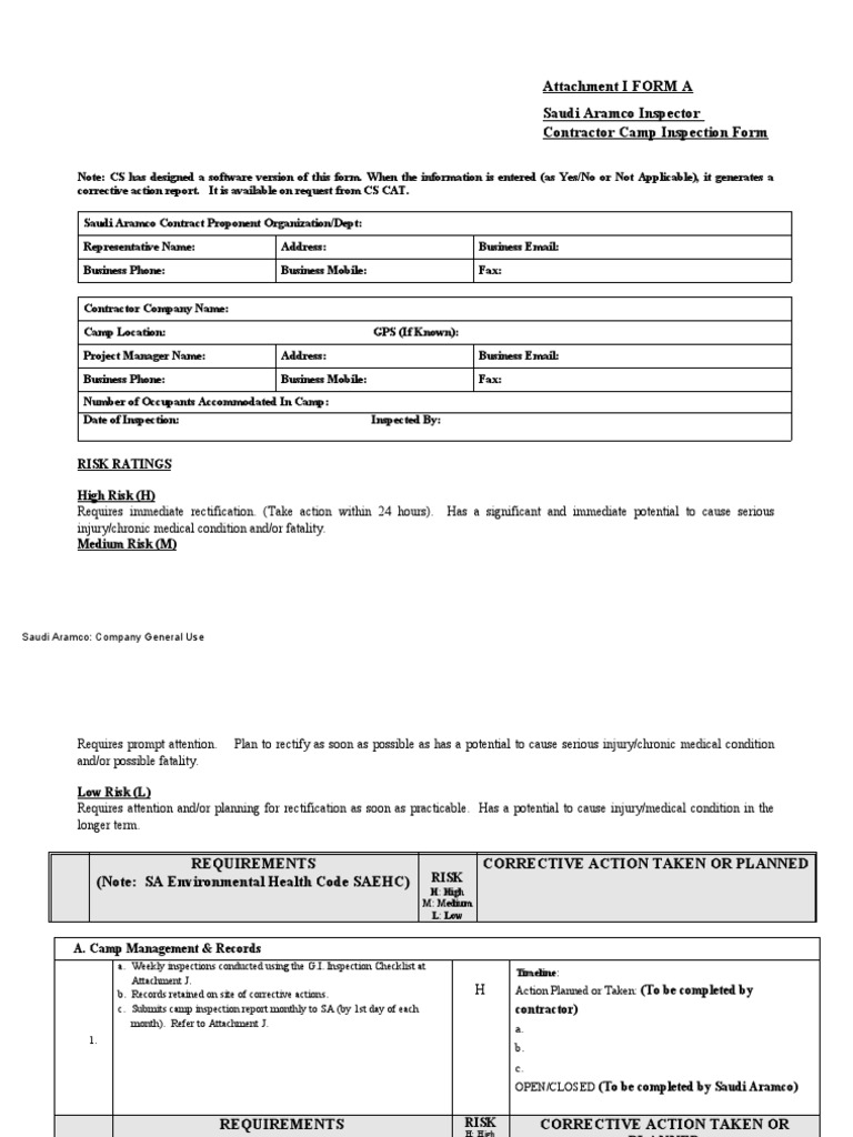 Monthly Camp Inspection Form | Download Free PDF | Ac Power Plugs And ...