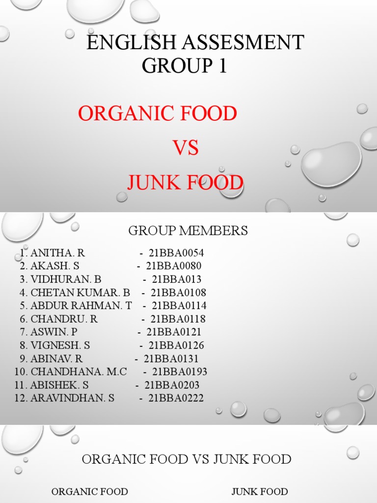 English Group 1 Assesment | PDF | Foods | Fat