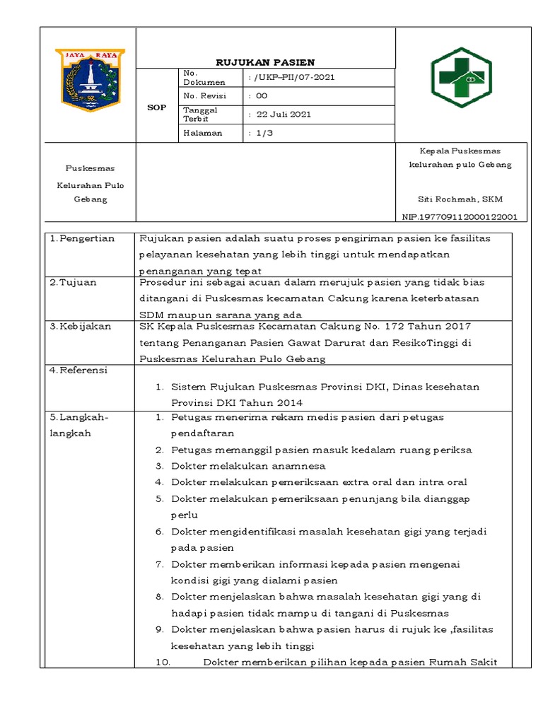 Sop Rujukan Pasien | PDF