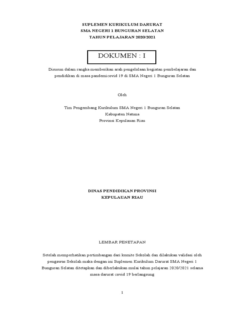CONTOH DOKUMEN 1 KURIKULUM DARURAT - WWW - Kherysuryawan.id | PDF