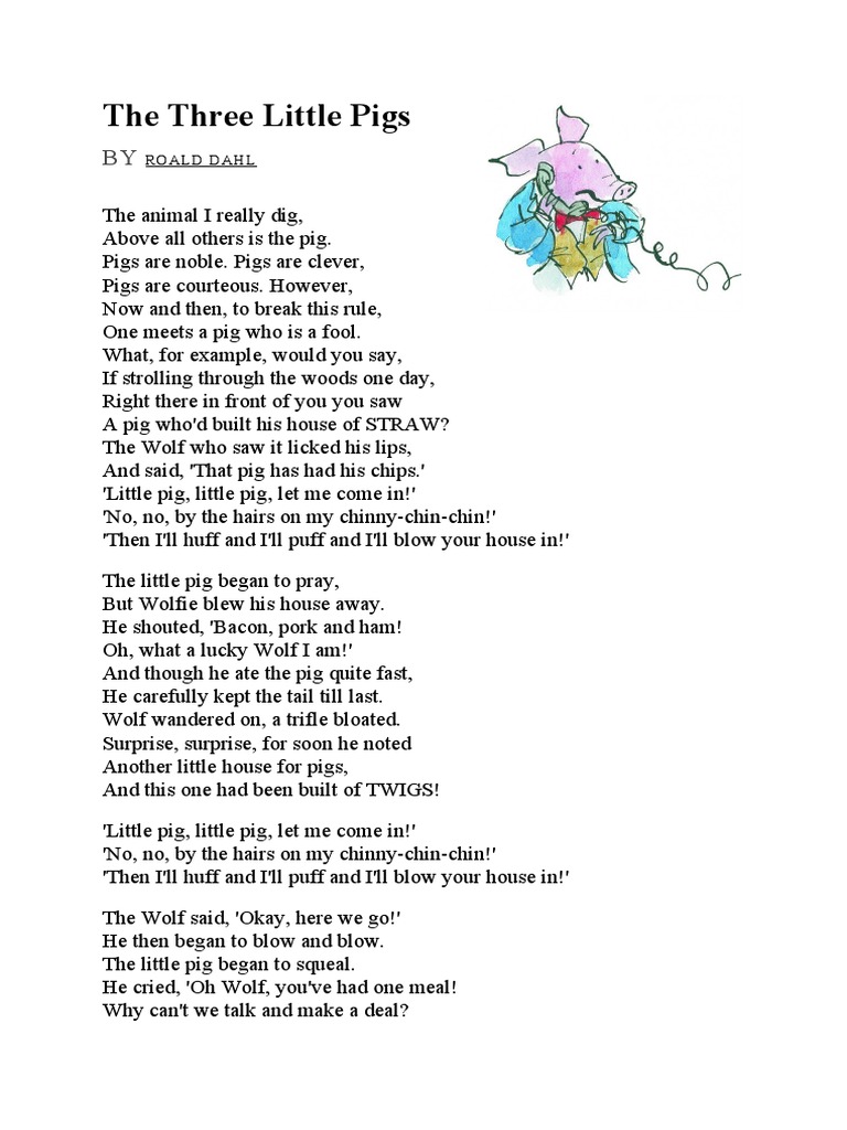 The Three Little Pigs by Roald Dahl | PDF | Pork | Animal Products