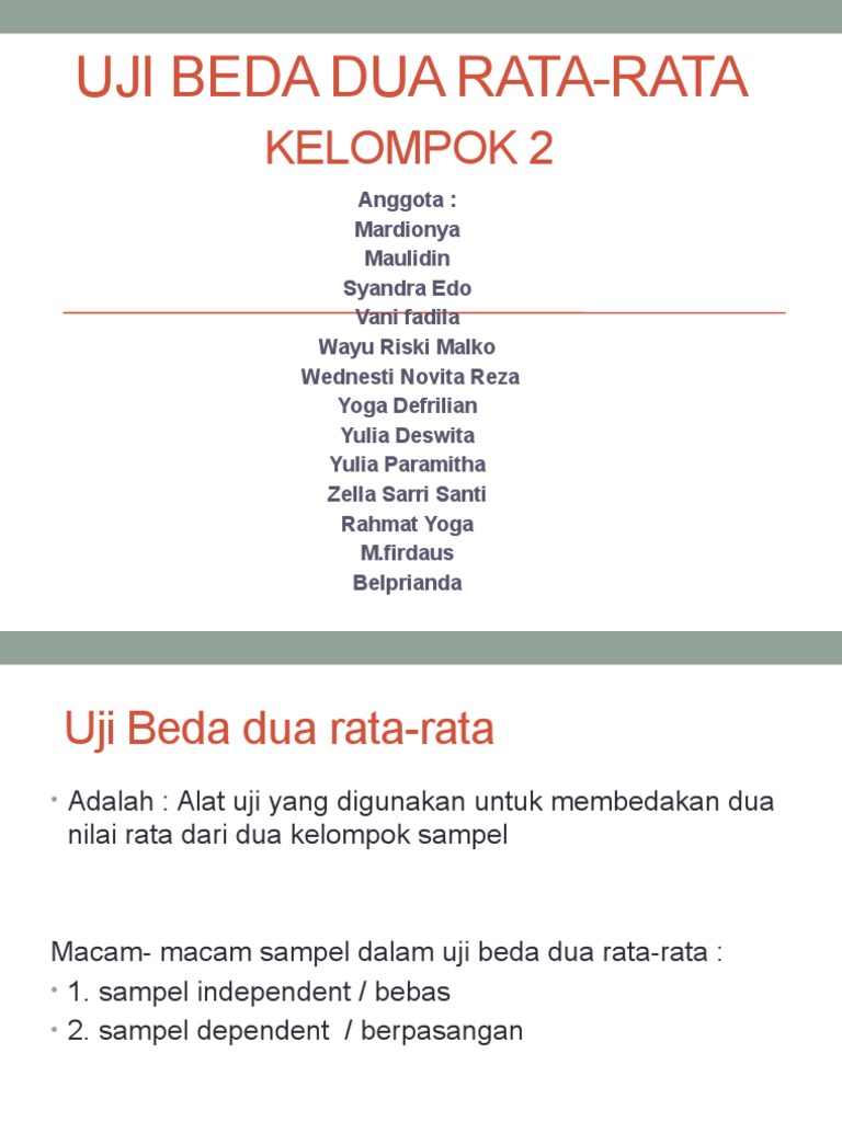 Uji Beda Dua Rata-Rata Kelompok | PDF