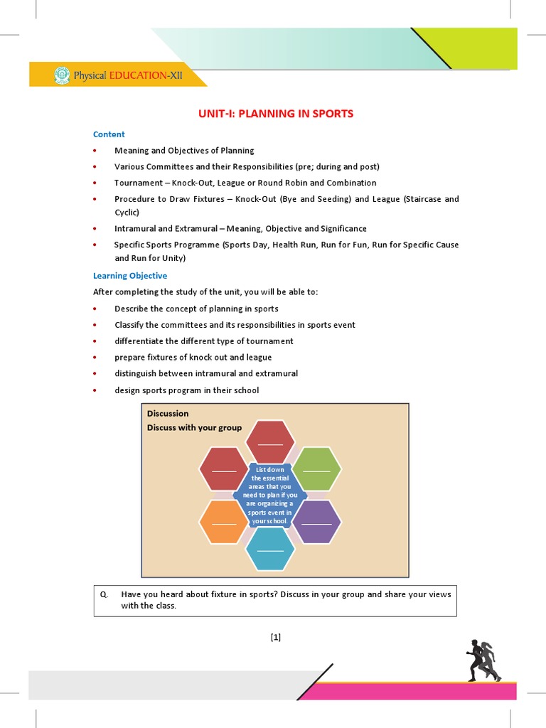 Unit-I: Planning in Sports: Content | PDF | Tournament | Goal