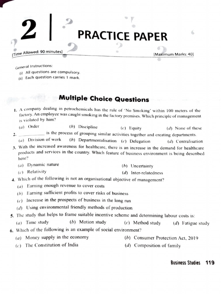 Practice Paper: Multiple Choice Questions | Download Free PDF ...