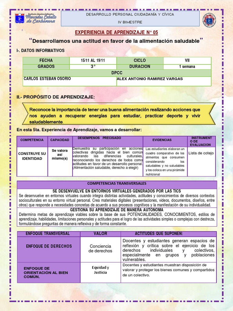 5ta EXPERIENCIA APRENDIZAJE 3ro DPCC | PDF | Aprendizaje | La naturaleza humana