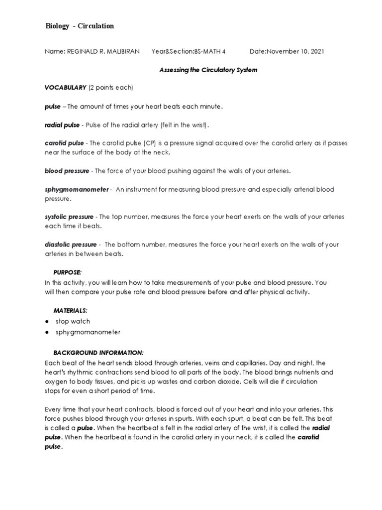 Understanding Circulation Measurements | PDF | Blood Pressure | Pulse