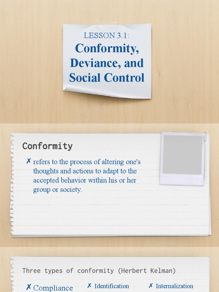 Lesson 3.1 - Conformity, Deviance and Social Control | PDF | Deviance ...