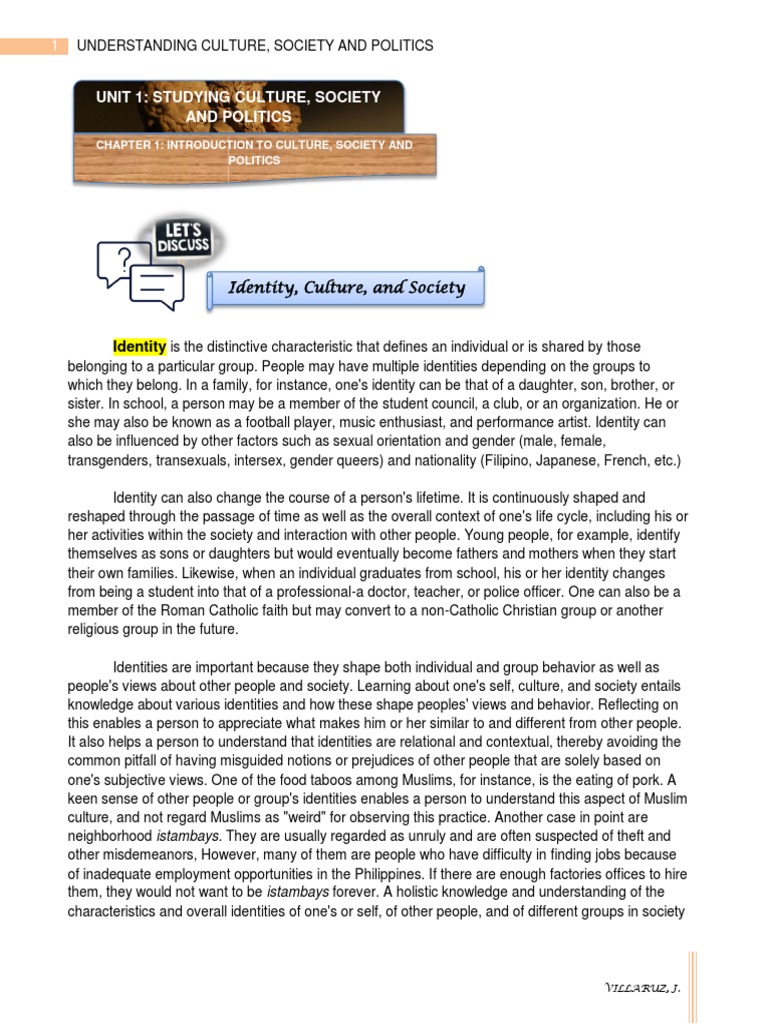 Understanding Identities, Cultures, and Societies: A Discussion of Key ...