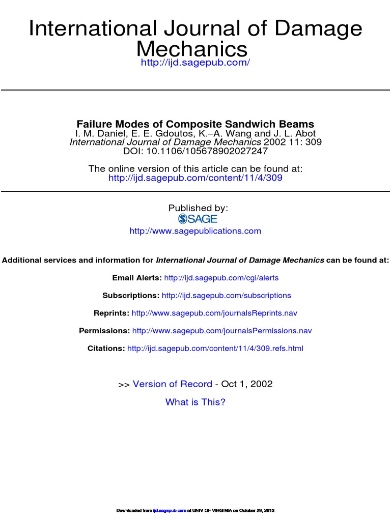 Failure Modes of Composite Sandwich Beams | PDF | Bending | Deformation (Engineering)