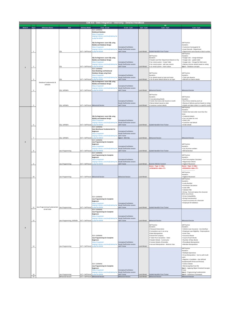 CDB Aia - Data Integration - Internship - Detailed Handbook | PDF ...