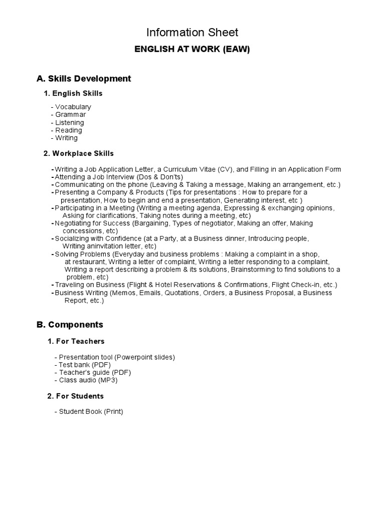 Essential English Skills for Workplace Success | PDF | Career & Growth
